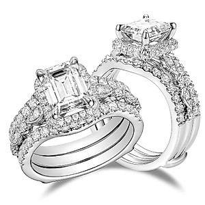 DovEggs 0.85CTW GHI 2.2mm Width Moissanite Lab Created Diamond Half Eternity Curved Enhancer Guard Wedding Band 14k Gold Quality Sterling Silver Engagement Ring for Women(7)