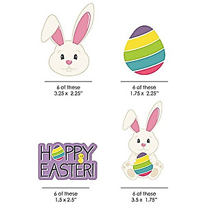 Hippity Hoppity Paper Straw Decor - Easter Bunny Party Striped Decorative Straws - Set of 24