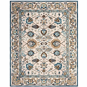 SAFAVIEH Antiquity Collection Area Rug - 8' x 10', Peacock & Blue, Handmade Traditional Oriental Wool, Ideal for High Traffic Areas in Living Room, Bedroom (AT812B)