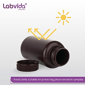 Labvida Amber Reagent Bottle HDPE Wide Mouth Round Small Plastic Bottles, 12 pcs of 30ml Sample Sealing Storage Container for Laboratories, Classrooms, or Storage at Home, LVAL001