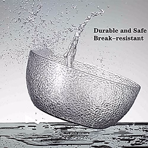 Qxbekmor Large Acrylic Salad Bowls 130 oz, Serving Bowls for Fruits, Popcorn, Chips, Dips, Condiments, Break-Resistant Set of 2, Clear Circular