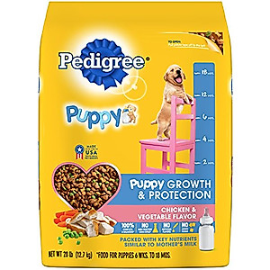 Pedigree Puppy Growth & Protection Dry Dog Food Chicken & Vegetable Flavor, 28 Lb. Bag (Discontinued By Manufacturer)