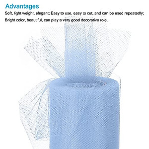 MECCANIXITY Tulle Ribbon Rolls Netting Fabric Spools 6 inch 25 Yards Light Blue for Christmas Wrapping Wedding DIY Crafts