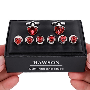 Swarovski Crystal Cuff links and Tuxedo Studs for Men in Gift Box, Birthday Christmas Valentines Day Gifts, Mens Jewelry or Accessories for Wedding Party