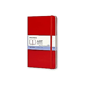 Moleskine Art Sketchbook, Hard Cover, Large (5" x 8.25") Plain/Blank, Scarlet Red, 104 Pages