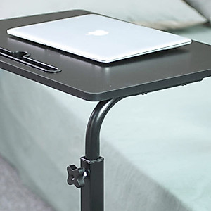 Emall Life Tray Table, Adjustable Sofa/Bed Side Table Portable Desk with Wheels Overbed Table Laptop Cart with Holder Slot (15.7 * 23.6, Black Willow)