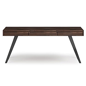 SIMPLIHOME Lowry SOLID WOOD and Metal Modern Industrial 72 inch Wide Home Office Desk, Writing Table, Study Table Furniture in Distressed Charcoal Brown