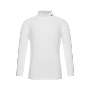 Aislor Kids Boys Girls Long Sleeve Thermal Tops Bear Embroidery Mock Neck Warm Underwear T-Shirt Baselayer Undershirts White 9-10 Years