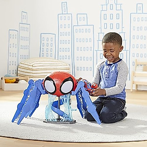 Spidey and His Amazing Friends Marvel Web-Quarters Playset with Lights and Sounds, Includes Spidey Action Figure and Toy Car, for Kids Ages 3 and Up,F1461