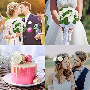 Cliselda 50Pcs Artificial Flowers Ivory White Fake Roses with Stems, Valentine's Day, Real Touch Foam Rose Bulk Faux Flowers for Decoration Centerpieces Party Flower Arrangements