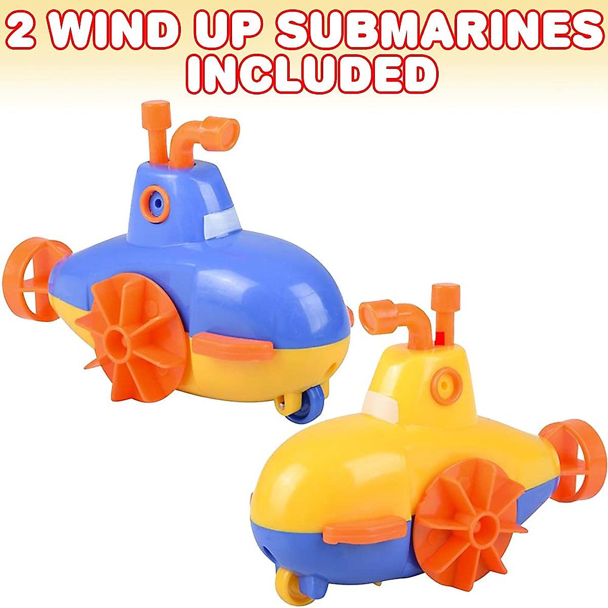 ArtCreativity Wind Up Submarine Toys for Kids, Set of 2, Water Swimming Toy Submarines, Fun Bathtub Toys for Kids, Underwater Party Favors for Boys and Girls, Unique Goodie Bag Fillers