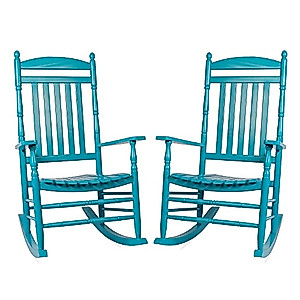Set of 2 Outdoor Rocking Chairs, Outdoor Indoor Oversized Patio Rocker Chair High Back Rocker for Garden, Lawn, Balcony, Backyard and Patio Porch Rocker, Load Bearing 330 lbs (Blue)