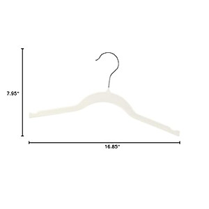 Velvet Pants Skirt Hangers with Clips - Pack of 20 Beige Women Clothes Hanger Set with Clip for Pant Suit Shirt Felt Coat Dress, Premium Non Slip Heavy Duty Space Saving Slim Clothing, 16.7 Inch Long