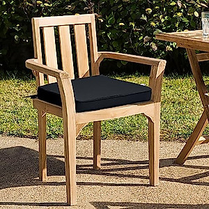 GUEGLSA Patio Seat Cushions 18 inch,Waterproof Square Chair Pad with Ties,18''x18'' Indoor Outdoor Chair Cushion for Garden Furniture,Set of 2,Black