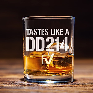 Engraved Taste Like DD214 Whiskey Glass - 11oz Rock Glass For DD-214 Alumni Made In The USA