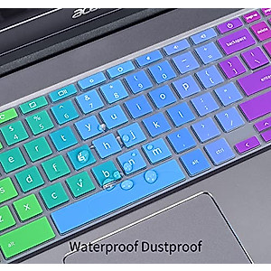 Colorful Keyboard Cover Skin for Acer Chromebook 15 315 CB315 715 CB715 15.6 inch Chromebook with Numeric Keypad, Acer Chromebook 317 CB317 17.3" Keyboard Skin Protector, Rainbow