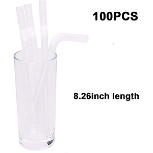 Mini Skater 8.26 inch Plastic Clear Thick Drinking Straws Individually Wrapped PP Material Flexible Drinks Straws for Milkshake Bubble & Tea Soda Smoothies,Pack of 100