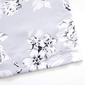 DriftAway Flower Floral Pencil Sketch Blackout Room Darkening Grommet Lined Thermal Insulated Energy Saving Window Curtains 2 Layer Set of 2 Panels Each 52 Inch by 84 Inch Gray and Soft White