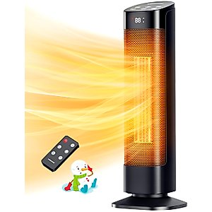 VAGKRI 24" Space Heater, 1500W PTC Ceramic Heater with Adjustable Thermostat, 3 Modes, 90° Oscillating, Timer, Remote Control, Electric Heaters for Indoor Use Large Room, Home, Office