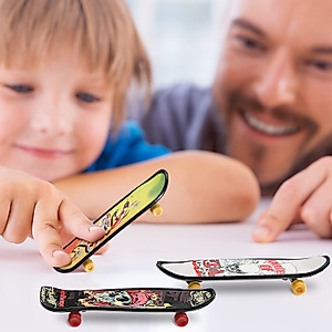 36 Pieces Mini Finger Skateboard Toy Skateboard Finger Boards with Double Sided Pattern Creative Fingertip Movement Novelty Toys Party Favors Decorations Supplies for Teens and Adults (Retro Style)