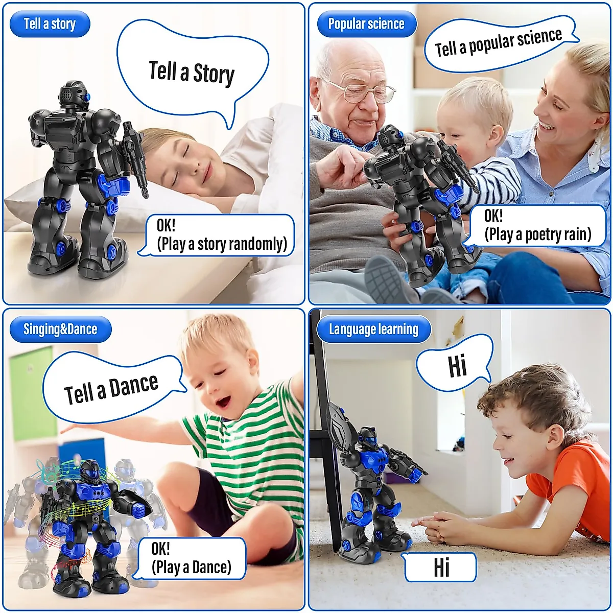JUZUXI Robot Toys for Kids 6-8: Programmable Remote Control Robots with Intelligent Gesture Sensing, Rechargeable Smart Dancing Robot for Ages 3 4 5 6 7 8 12 Years Old Boy Girl