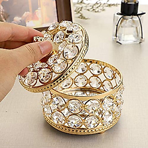 Hipiwe Crystal Mirrored Jewelry Box Jewelry Trinket Organizer Box Home Decor Ring Earrings Necklace Storage Holder Keepsake Box