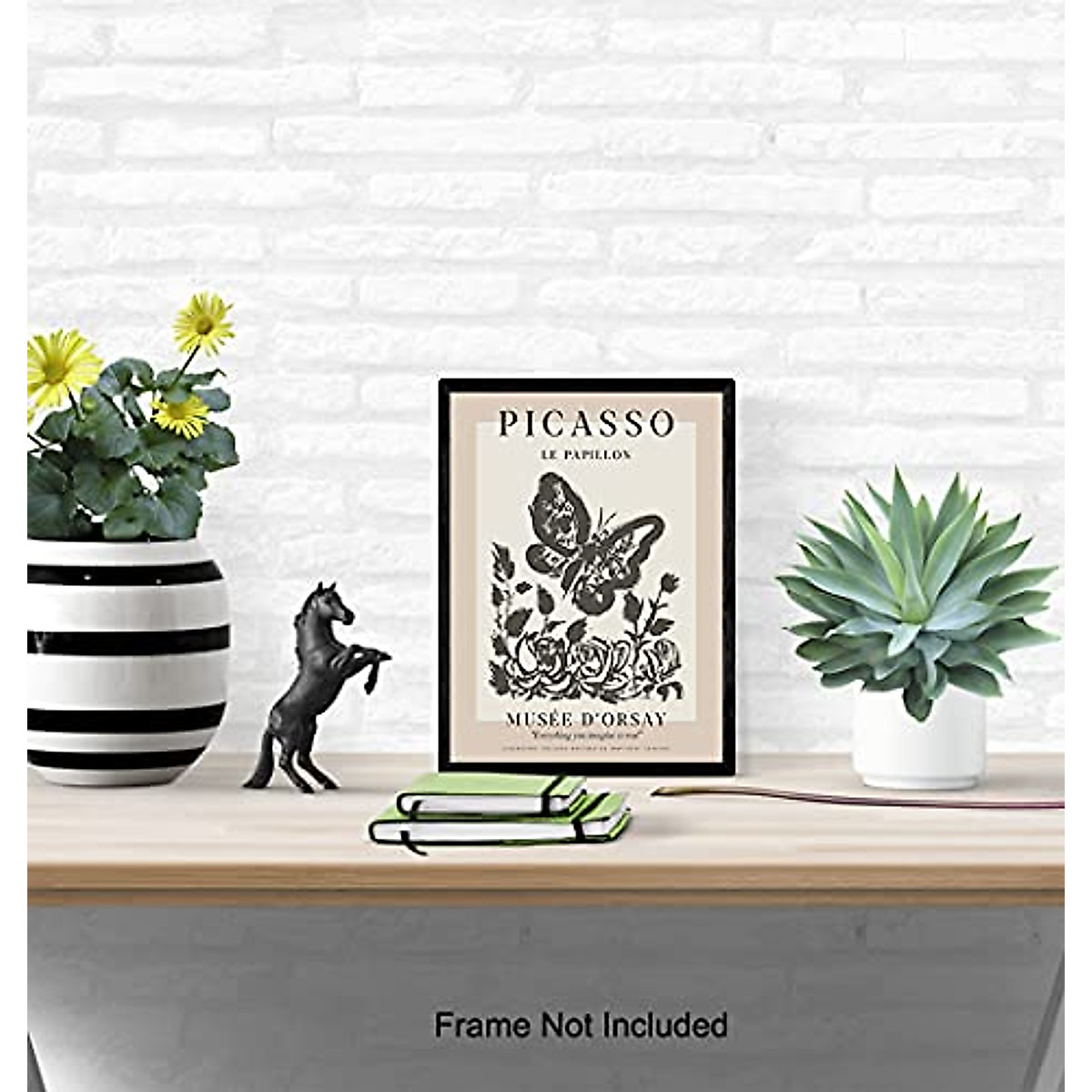Pablo Picasso Poster Wall Art & Decor - 8x10 Modern Wall Art Prints - Gallery Wall Art - Museum Poster - Contemporary Wall Art - Butterfly Picture - Living Room, Bedroom - Women Housewarming Gift
