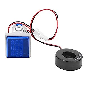 AC Voltage Current Display Meter, AC 60-500V 0-100A 20-75 Hz Frequency Meter Multifunction Power Energy Panel Meter LCD Digital Display Ammeter Voltmeter(Blue)