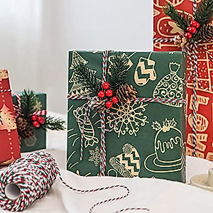 Twine String,328 Feet Christmas Twines White Gold Rope Bakers String Rope Craft Making Knitting Butchers Twine DIY packing, room decoration(White and gold)