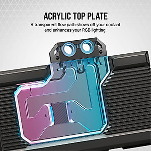 Corsair Hydro X Series XG7 RGB 4090 Founders Edition GPU Water Block - for NVIDIA® GeForce RTX™ 4090 FE - CNC Nickel-Platted Copper, 50 Cooling Fins, Included Backplate & ARGB Adapater Cable - Black