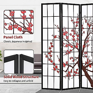 Room Divider 6Ft Folding Privacy Divider 4 Panel Portable Room Seperating Chinese Style Dividers Japanese Screen Wall Divider Wood Divider Tall Freestanding Partition Screen, White