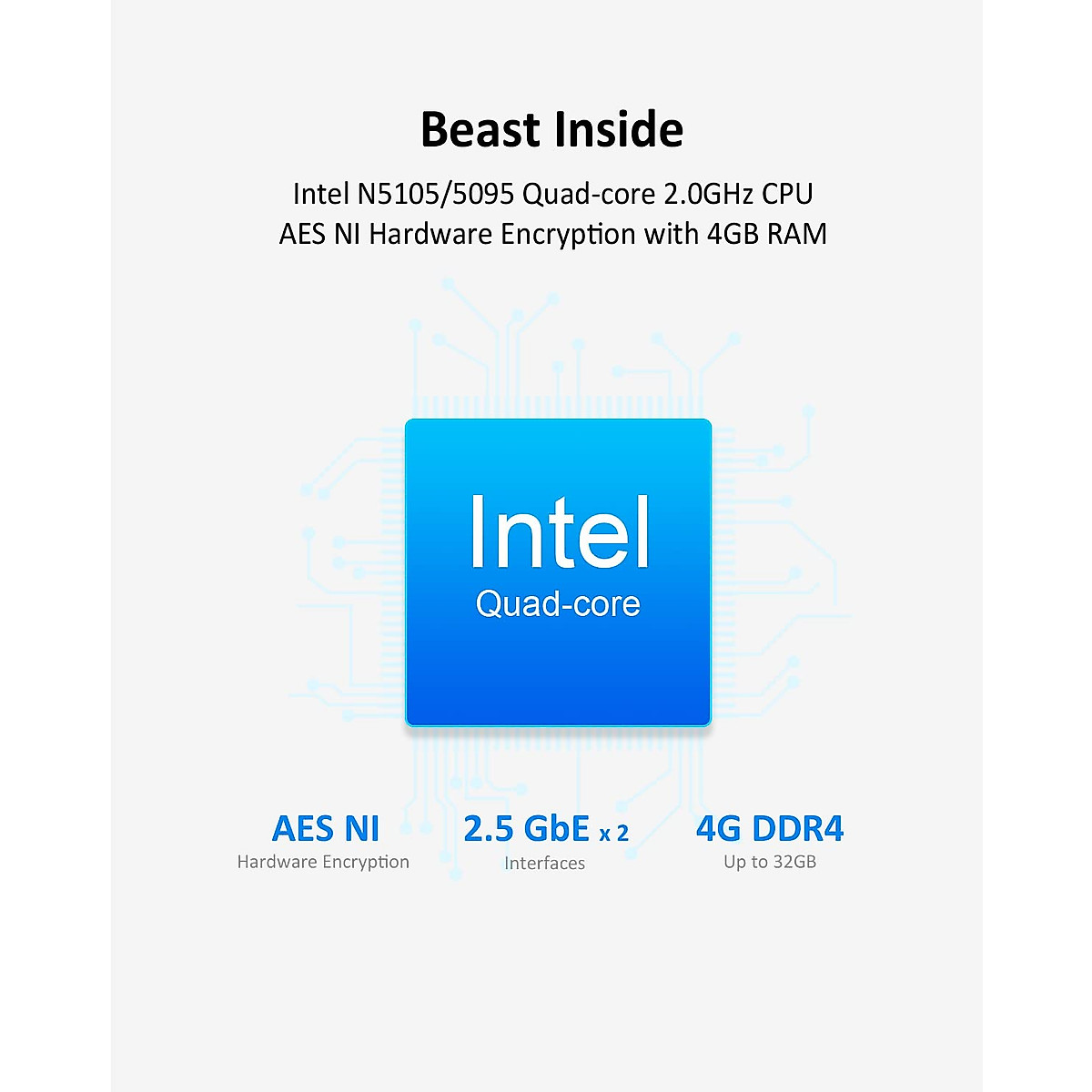 TERRAMASTER 2.5GbE NAS Server 4Bay F4-423 + 4GB DDR4 RAM