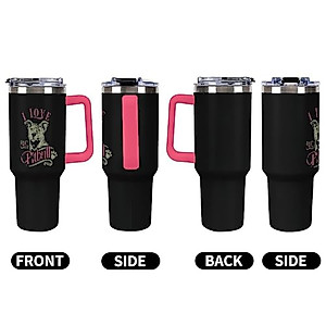 I Love My Pitbull 40oz Water Bottle Double Wall Insulated Tumbler with Handle Leakproof Travel Mug Light Rose Red-style