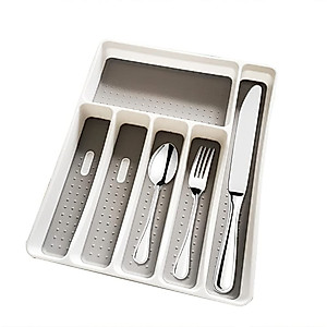 MengK Drawer Organizer Cutlery Tray Silverware Utensil Storage 6 Sections for Kitchen Office Dinning Room