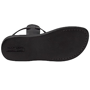 Holy Land Market Unisex Adults/Children Genuine Leather Biblical Sandals/Flip Flops/Slides/Slippers (Jesus - Yashua) Black Style II