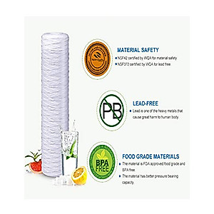 CFS – 6 Pack String Wound Sediment Water Filter Cartridges Compatible with WHKF-WHSW Models – Remove Bad Taste & Odor – Whole House Replacement Water Filter Cartridge, 5 Micron - White