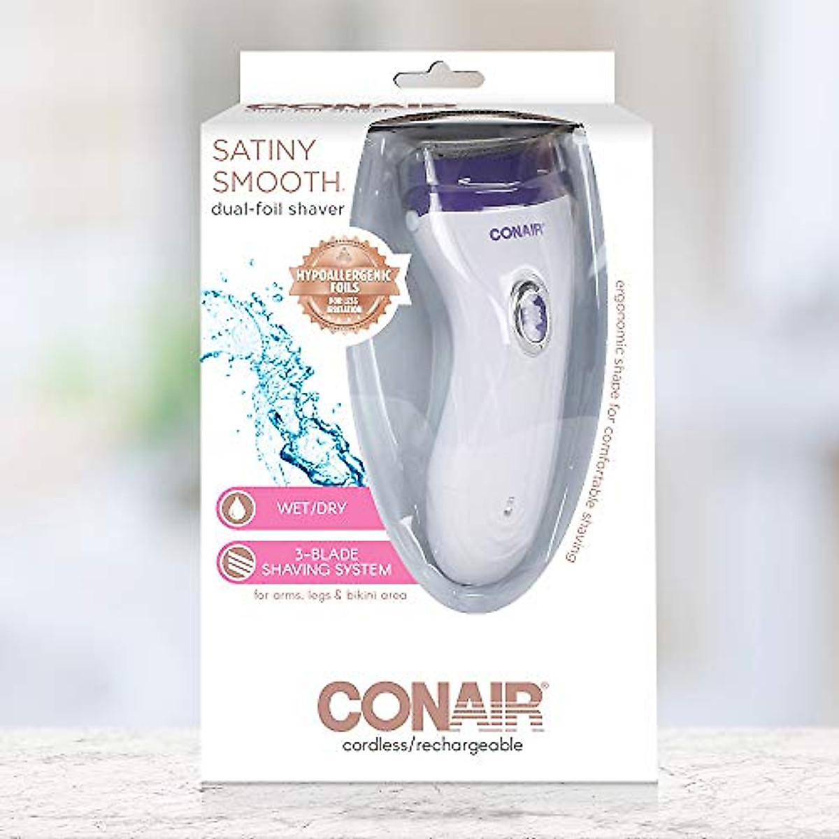 Conair Ladies Dual Foil Rechargeable Wet/Dry Shaver with Pop-up Trimmer