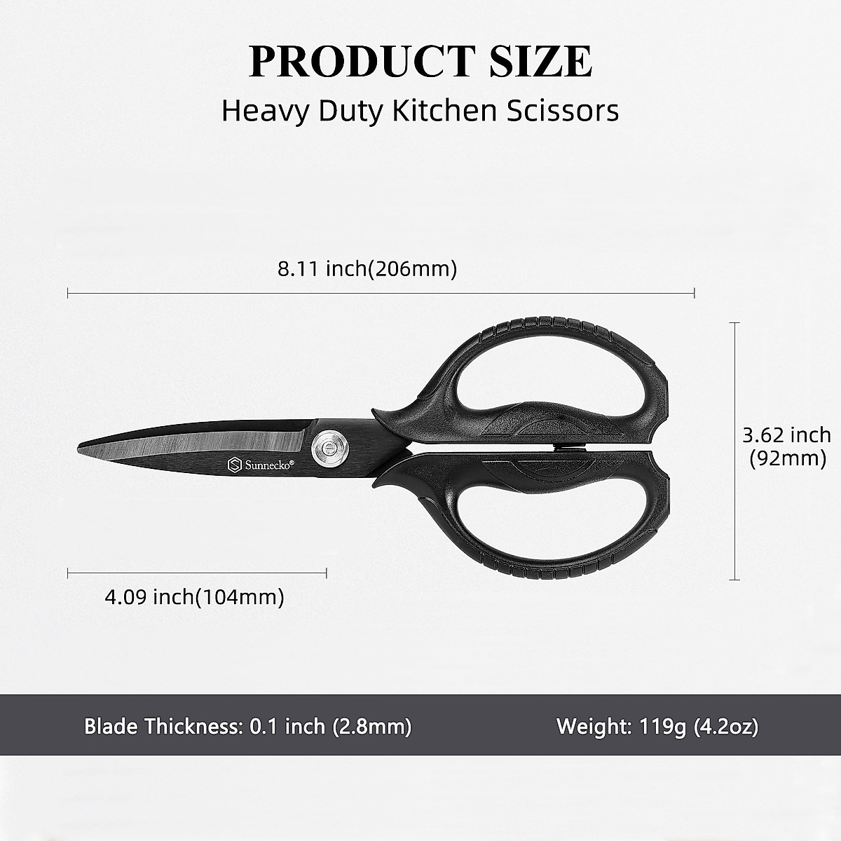 Sunnecko Kitchen Scissors All Purpose Heavy Duty Scissors Titanium Coated, Food Scissors Dishwasher Safe, Micro Serrated with Detachable Blades
