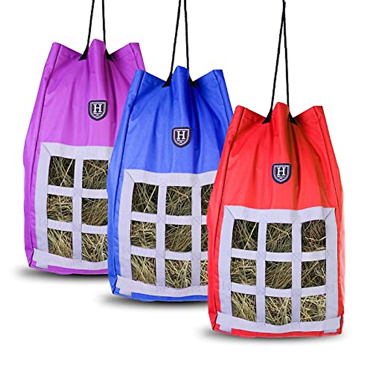Harrison Howard Premium Durable Adjustable Horse Slow Feed Hay Bag Waterproof Large Capacity Purple
