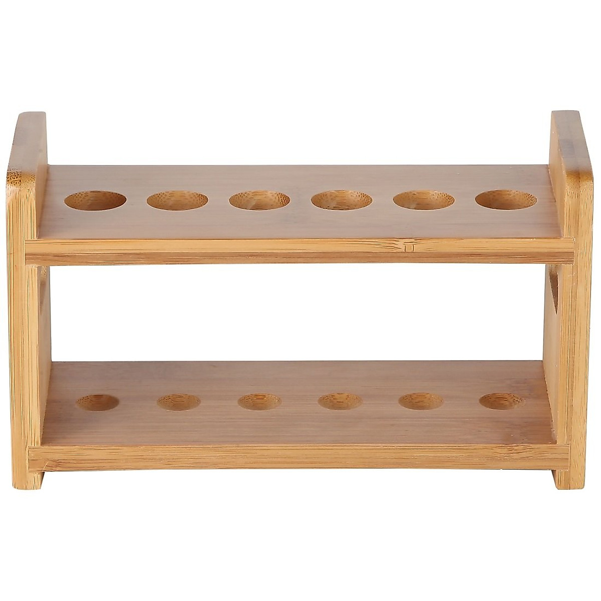 Lily's Home Bamboo Test Tube Vial Shot Glasses Holder Rack, Great as Pen Stand, Made from Bamboo with Built-in Handle, Rack Only, Glass Tubes NOT Included, 6 Tube Capacity (7/8" (22mm') Holes)