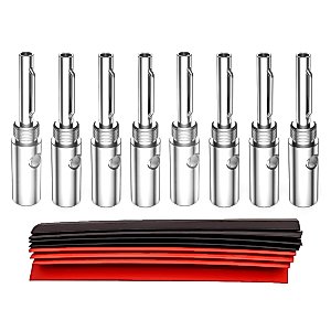 Viborg Speaker Banana Plugs Silver Plated, Screw Locking 4MM HiFi Speaker Connectors for Speaker Wire, Wall Plate, Home Theater, Audio/Video Receiver, Amplifiers and Sound Systems 8PCS