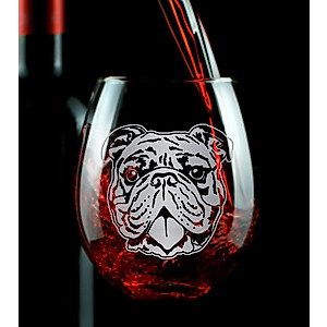 Promotion & Beyond Bulldog Face Cute Puppy Stemless Wine Glass - Funny Dog Mother Father Parent Owner Gift