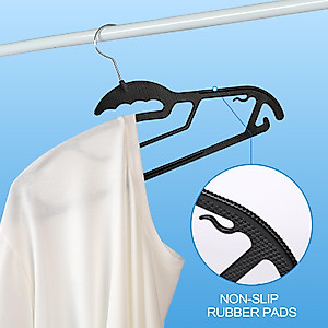 UNEED Hangers 50 Pack - Space Saving Plastic Clothes Hangers with 360°Rotating Hook-Heavy Duty Hangers for Suits and Pants(Balck Hanger)