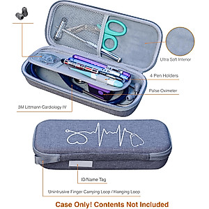 ButterFox Premium Stethoscope Case with Divider and ID Slot for 3M Littmann Classic III, Cardiology IV Diagnostic and More Stethoscopes with Pocket for Nurse Accessories (Grey 2)
