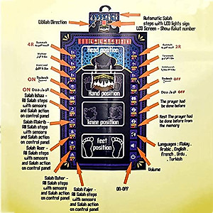 Asheep Smart Muslim Prayer Mat for Kids, Muslim Prayer Rug Electronic Islamic Prayer Mat with Worship Step Guide for Kids Toddlers, Kid Ramadan Gifts, 43.3x27.5 in (Color : Dark Blue)