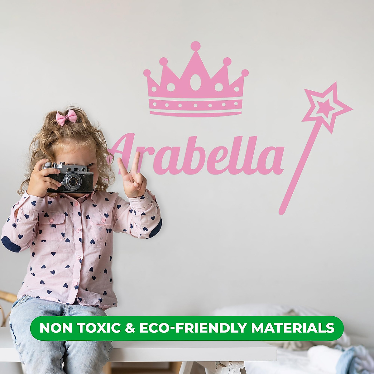 EGD Multiple Font Custom Name with Crown and Scepter Princess Wall Decals I Personalized Wall Decor for Girl Bedroom I Elegant Decor I Multiple Elements Options for Customization