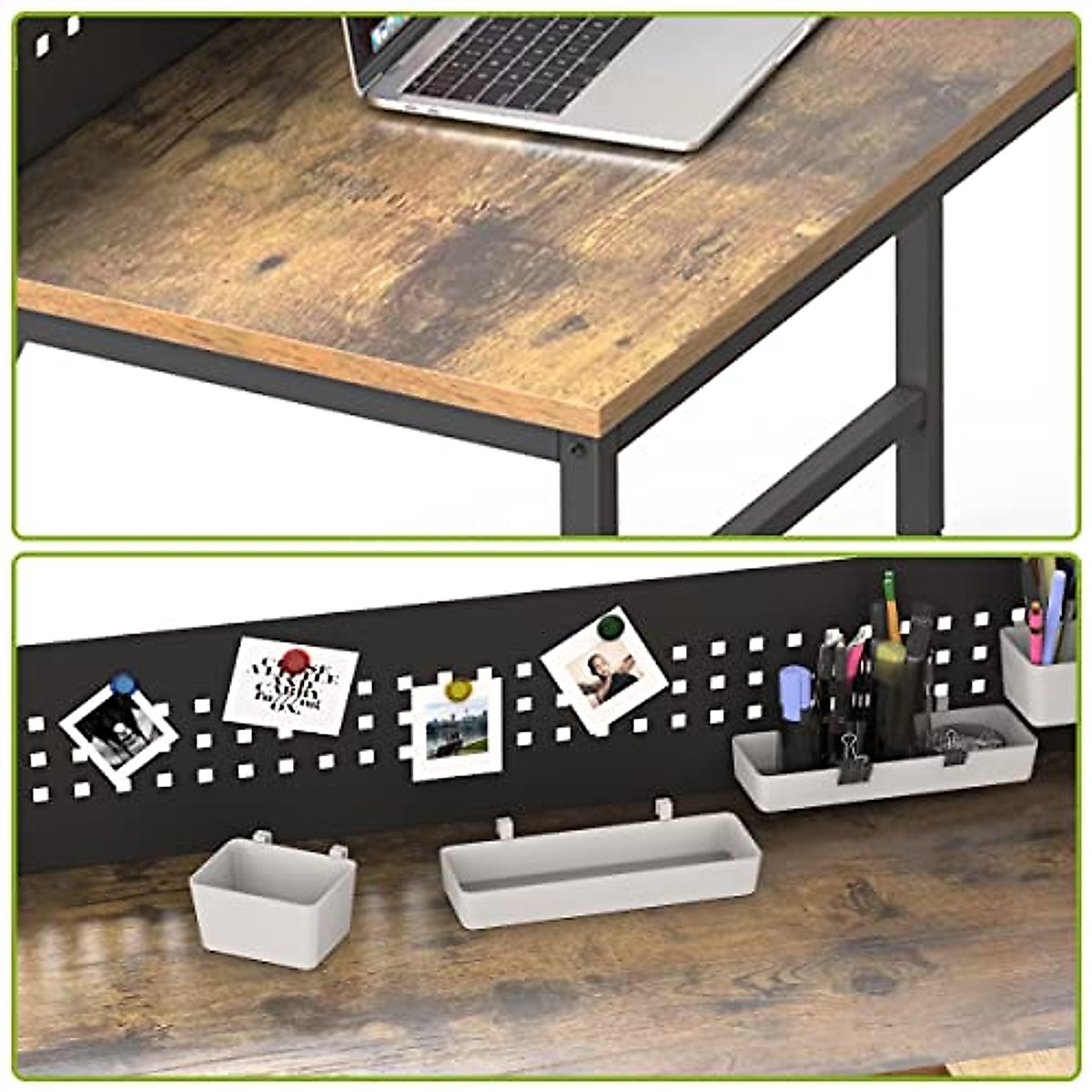 NSdirect Computer Desk,55" Home Office Desk with Bookshelf Industrial Study Writing Table with Space Saving Design Modern Simple Style Laptop Table (Rustic Brown)