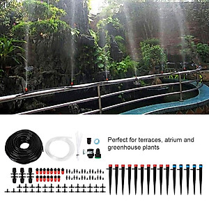 Oumefar 40m Drip Irrigation System Automatic Irrigation Plastic Watering System 4/7 Hose Set Drip Irrigation System Kit Sprinkler System for Garden Watering