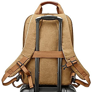 NOHCLIE Canvas Vintage Backpack Convertible Messenger Bag with USB Charging Port- for School Hiking Travel 15.6'' Laptop (Medium, Brown)