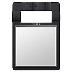 TASALON Hand Mirrors with Handle - Unbreakable Hand Mirror - Unbreakable Handheld Mirror with Silicone Handle for Barber Mirror, Salon Mirror, Makeup Mirror or Shower Mirror, Hand Held Mirror - Black